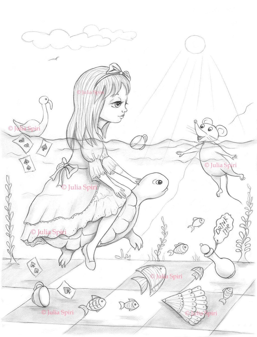 printable coloring pages alice in wonderland