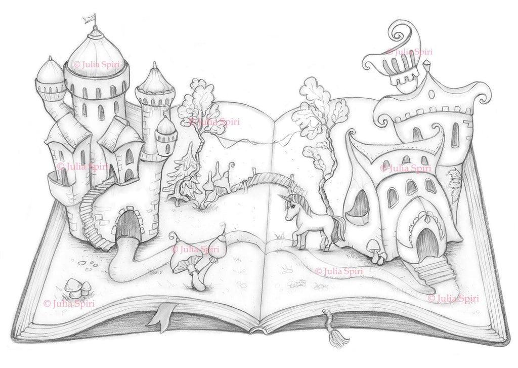 castle and unicorn coloring pages