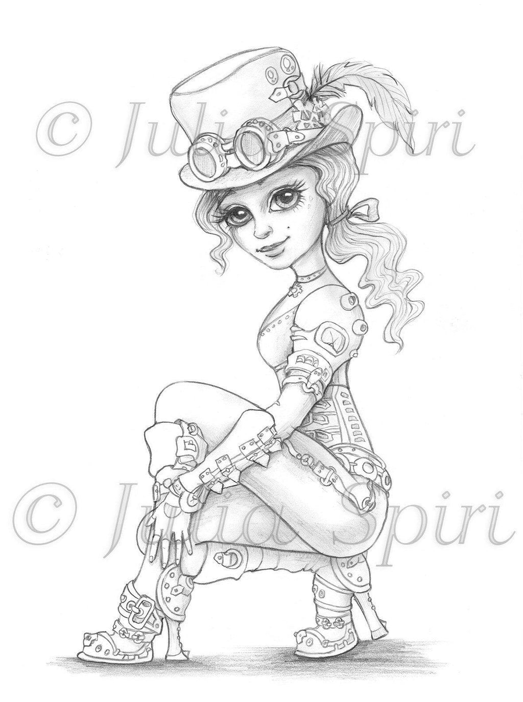 steampunk girl coloring pages