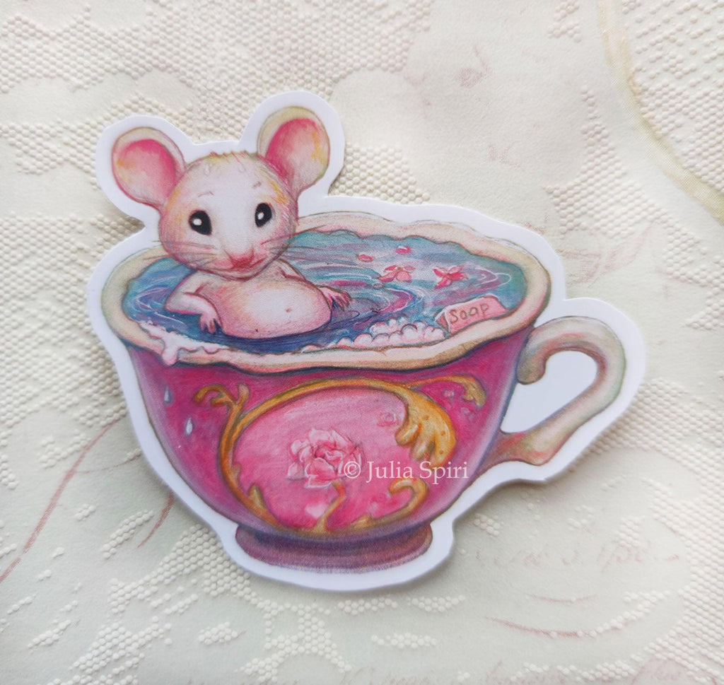 Vinyl Sticker. Houses of Wonder. Mouse Spa – The Art of Julia Spiri