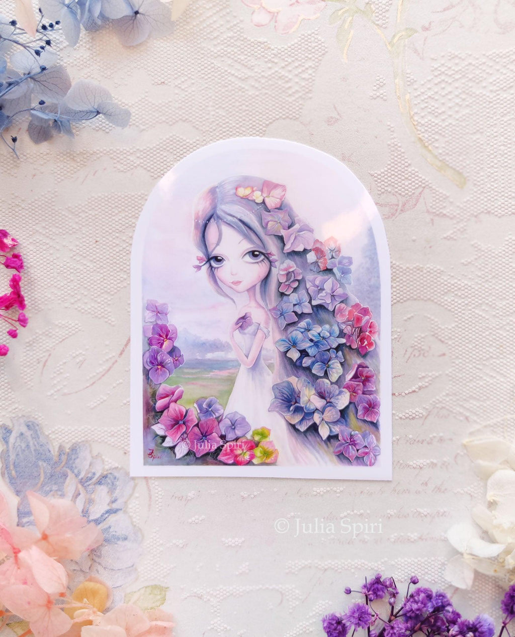 Vinyl Sticker, Hydrangea Dreams. Hydrangea – The Art of Julia Spiri