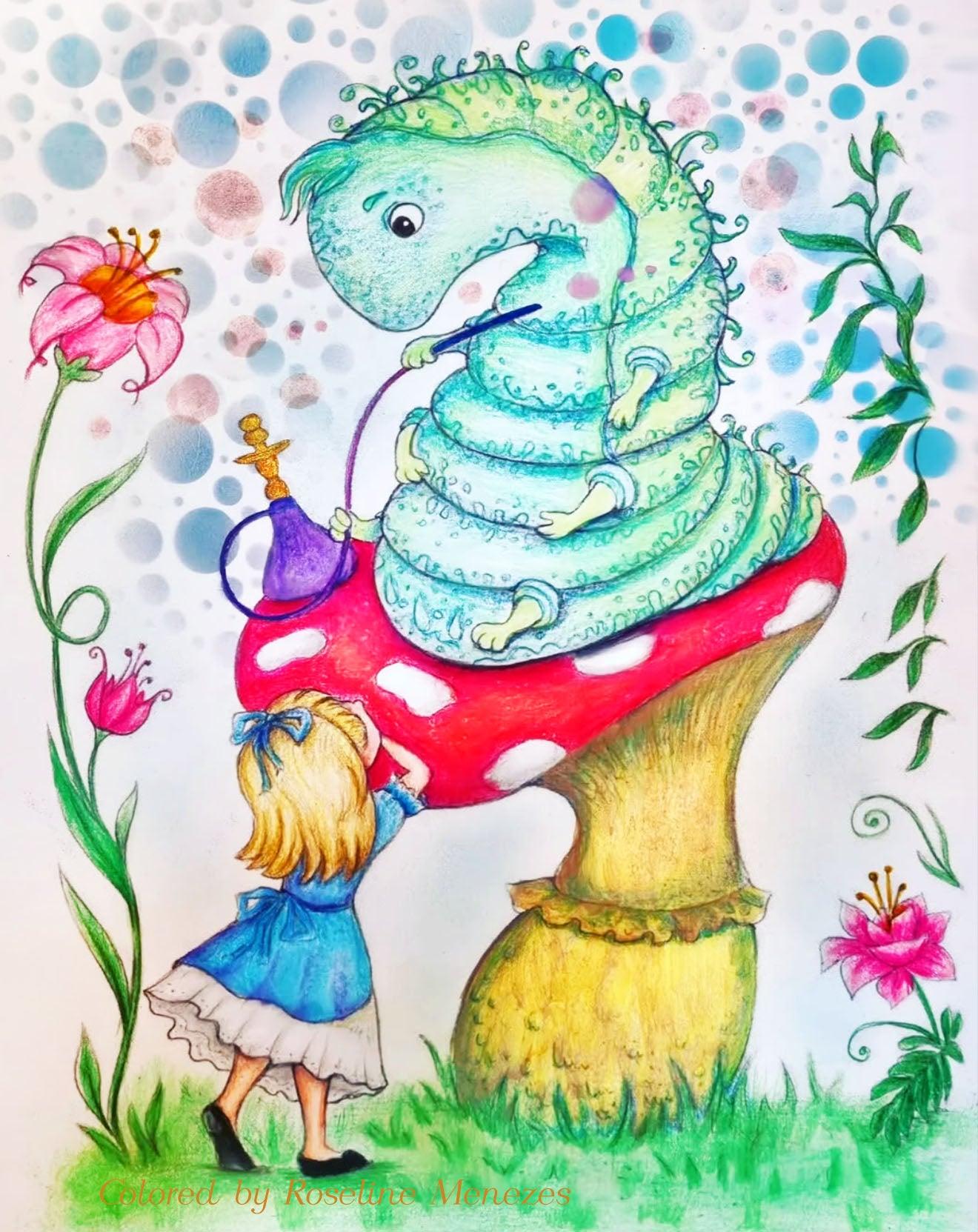 trippy caterpillar alice coloring pages