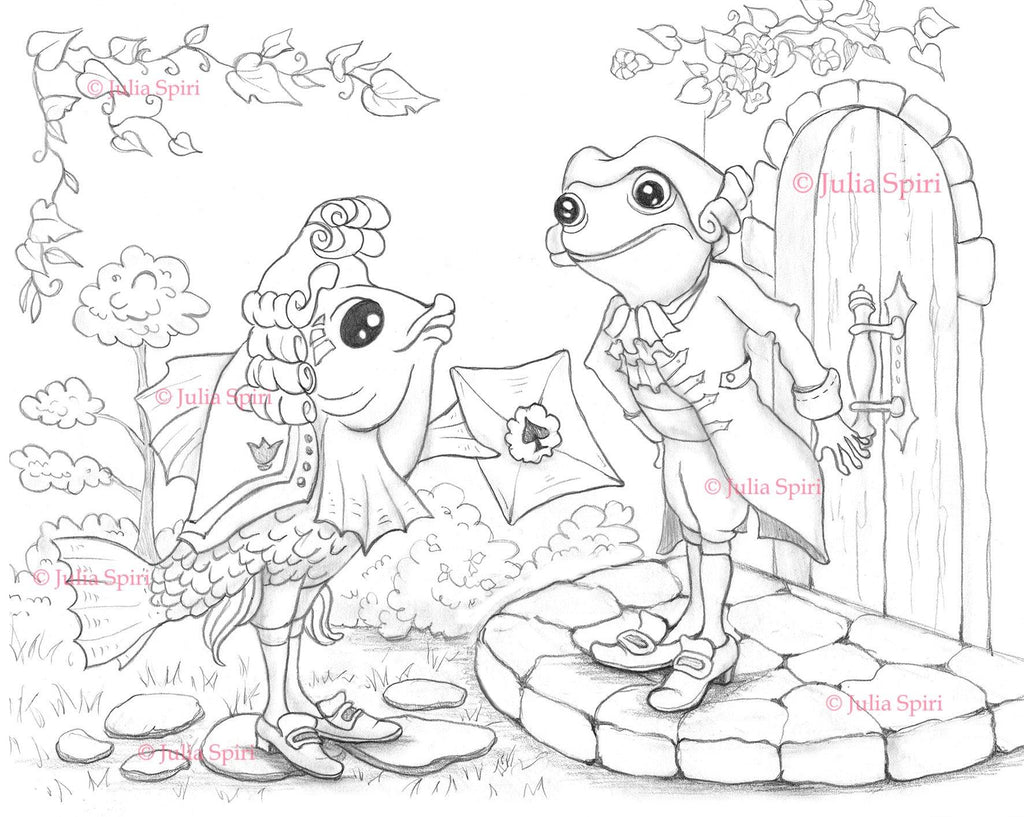 Coloring Page, Alice in Wonderland Creatures. The Fish-Footman and the ...