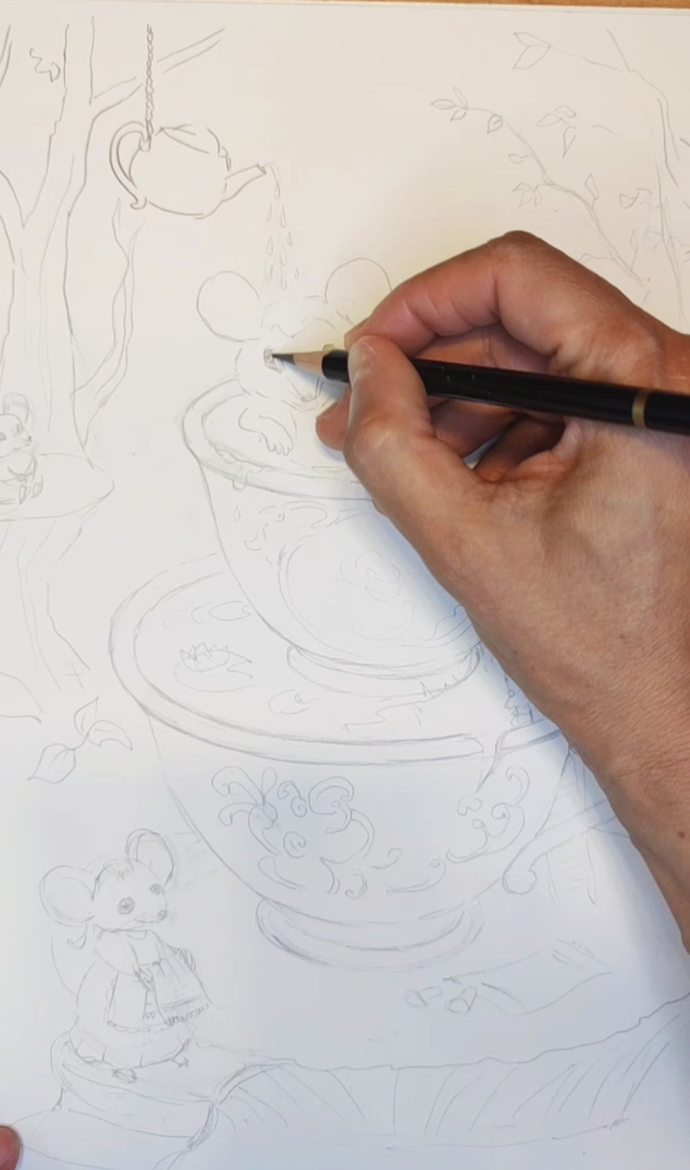 Grayscale Coloring Page, Fun Mice. Mouse Spa – The Art of Julia Spiri