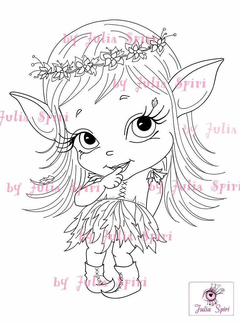 Coloring Page, Fantasy Child. The Baby Elf – The Art of Julia Spiri