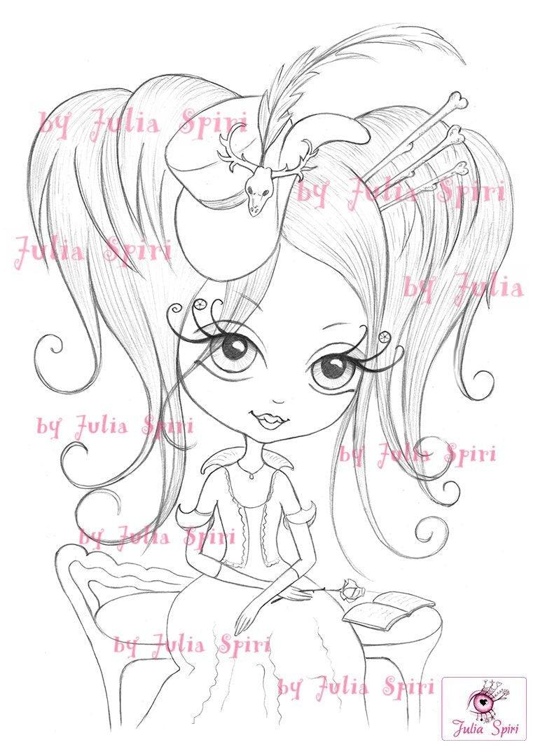 Coloring page, Gothic Girl. Dreams of Griselda – The Art of Julia Spiri